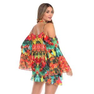True Colours by La Moda | Swim | La Moda Macaw Cold Shoulder Mini Dress ...